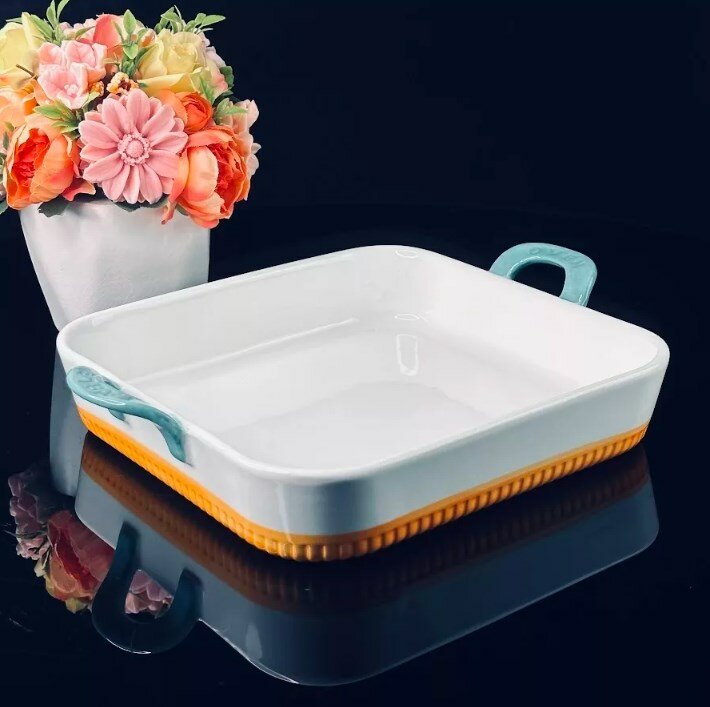 Квадратное блюдо для запекания 27см с ручками Фарфор 142-069 118-142-069
