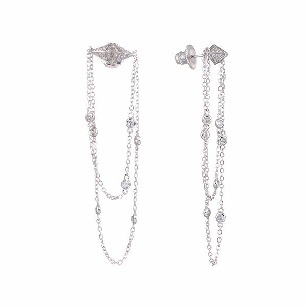 Серьги, серебро, 925 проба, фианит