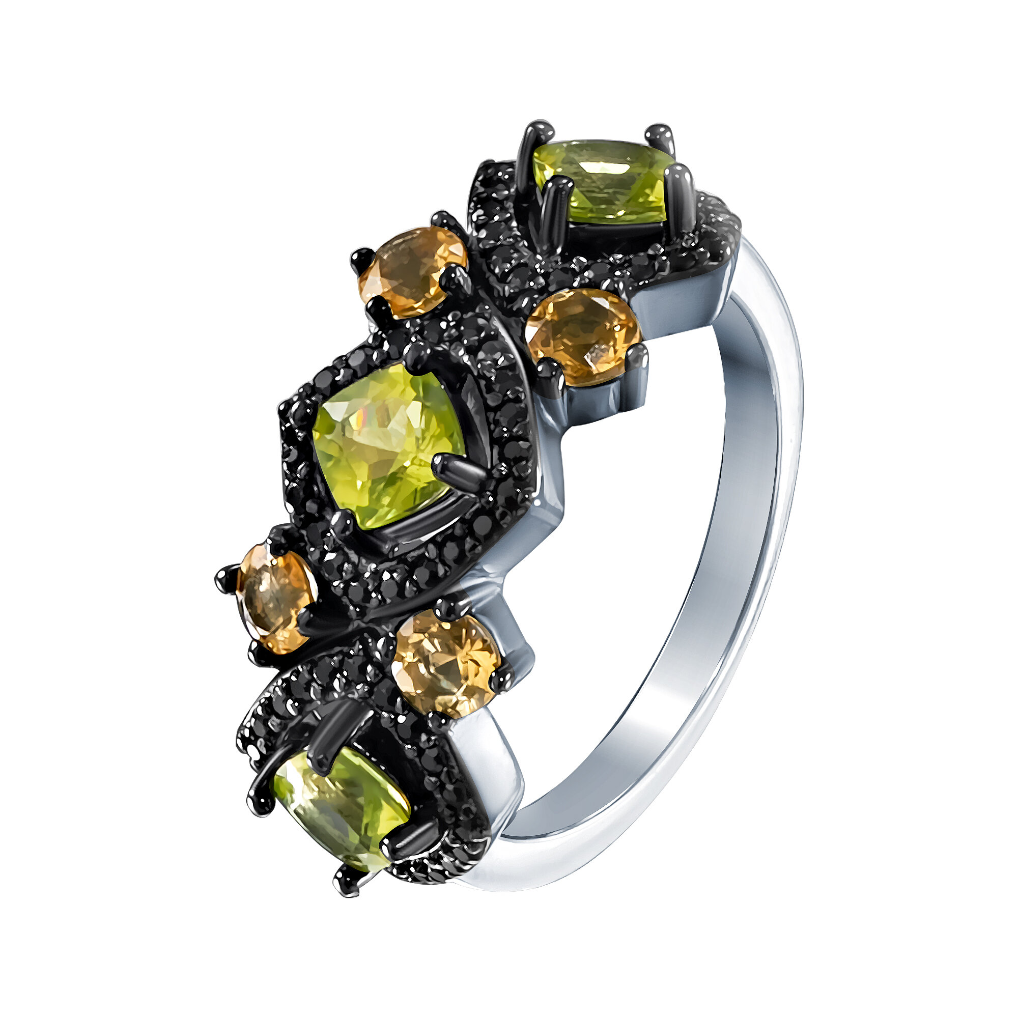 Кольцо, серебро, 925 проба, перидотит
