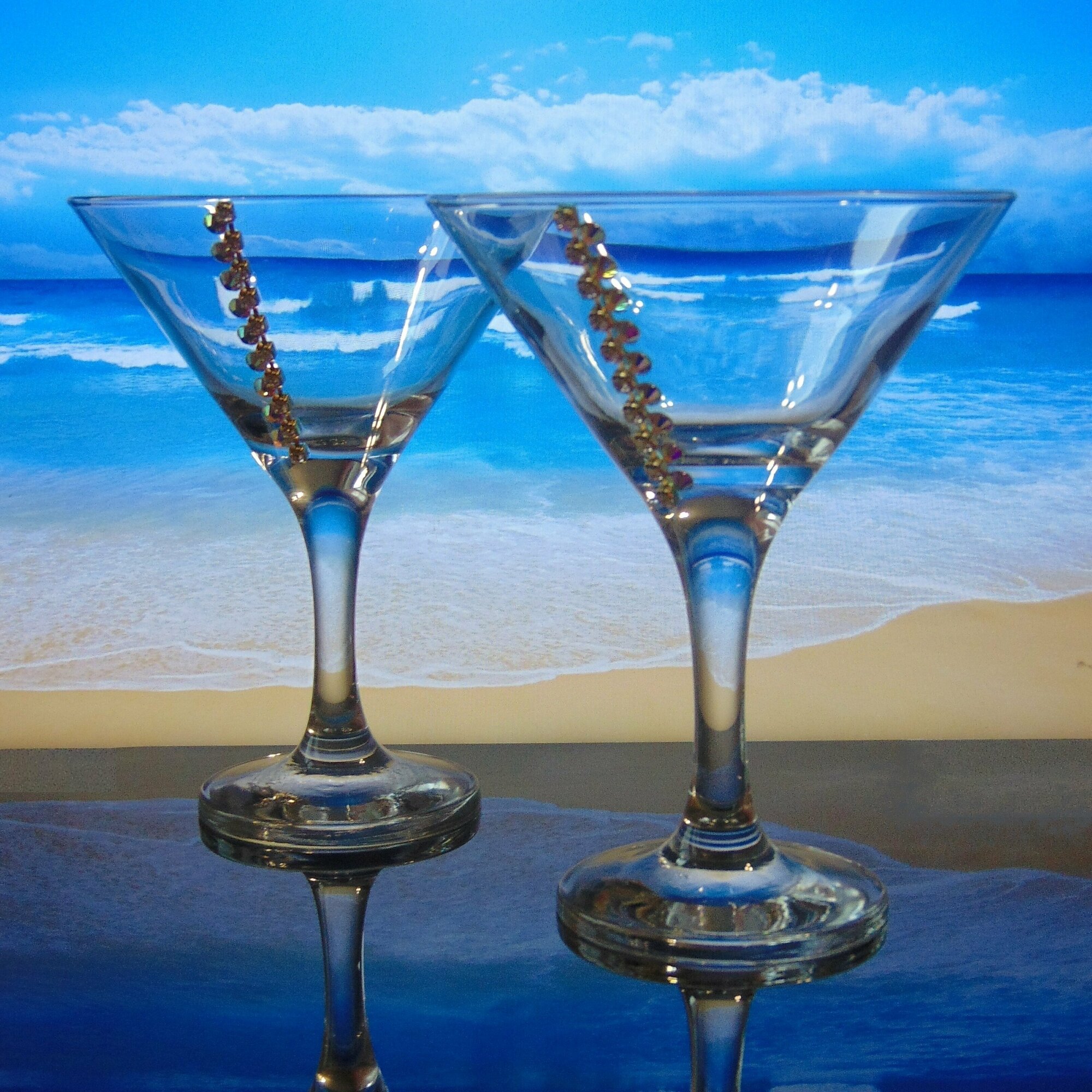 Набор бокалов "Для двоих" мартини 190мл инкрустированные