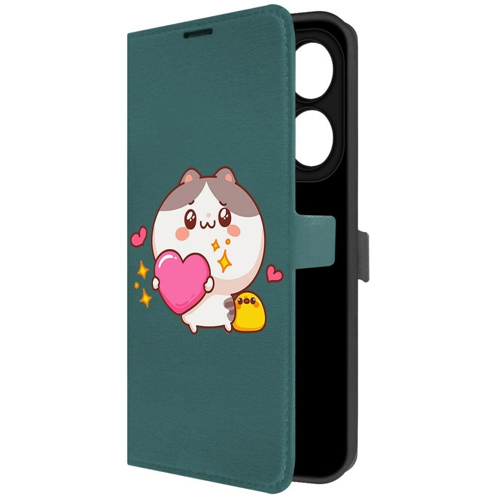 Чехол-книжка Krutoff Eco Book для INFINIX Smart 8 Сердце для тебя (зелёный опал)