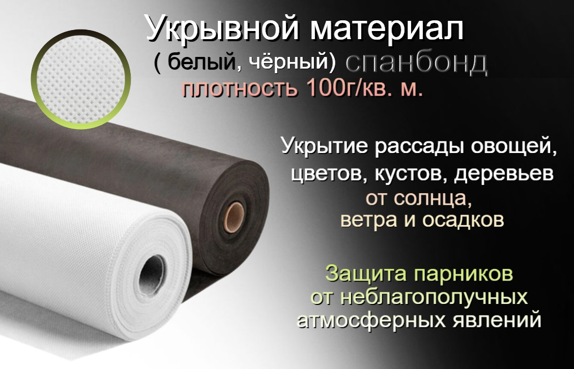 Укрывной материал (спанбонд )черный 100 г/м2 1,6 * 5 м