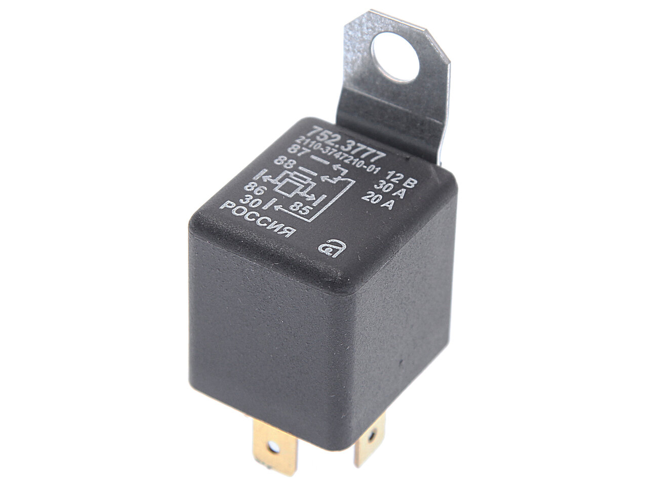 Реле электромагнитное 12V 5-ти контактное 30/20А переключ. с кроншт. с резистором АВАР