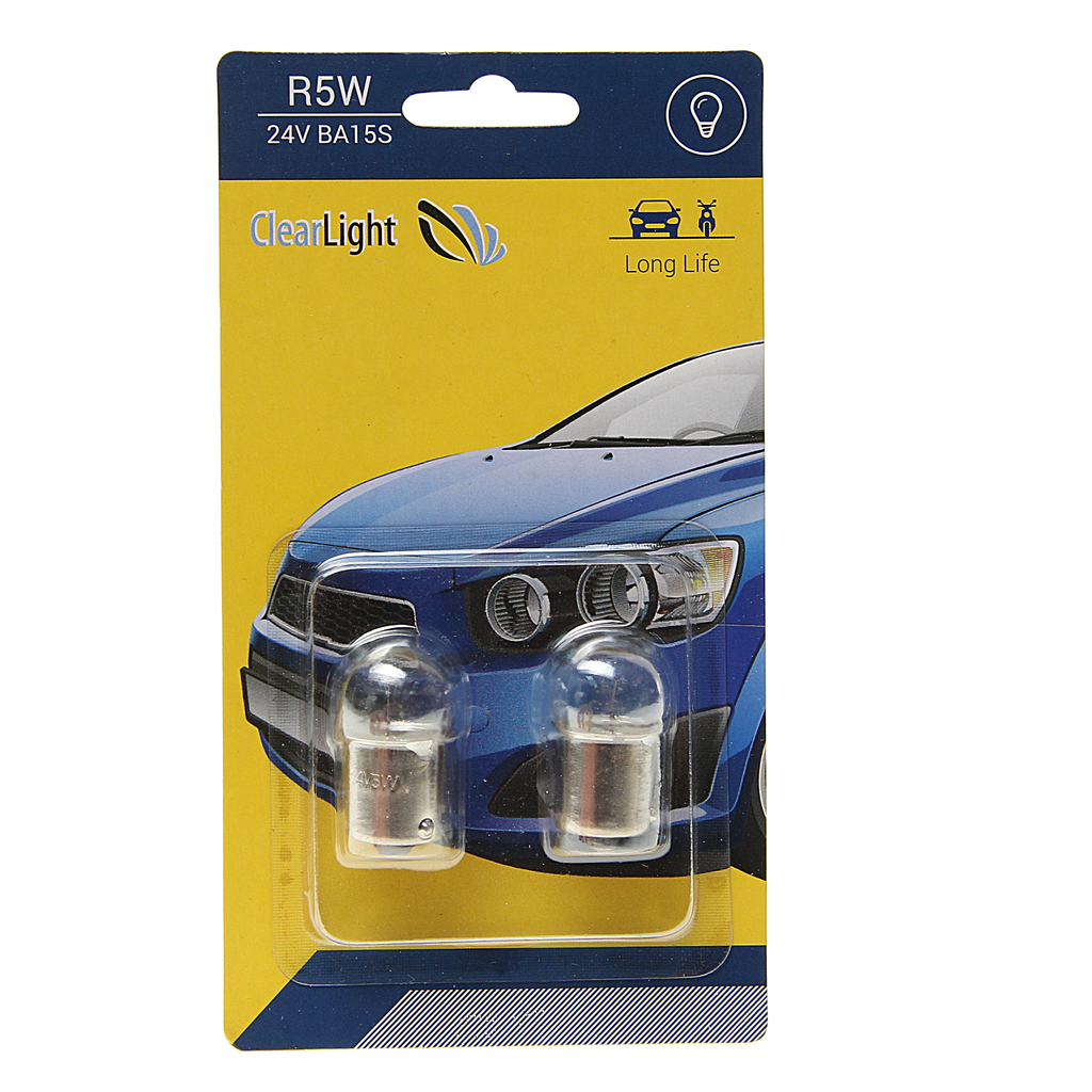 Лампа 24V R5W BA15s блистер (2шт.) CLEARLIGHT