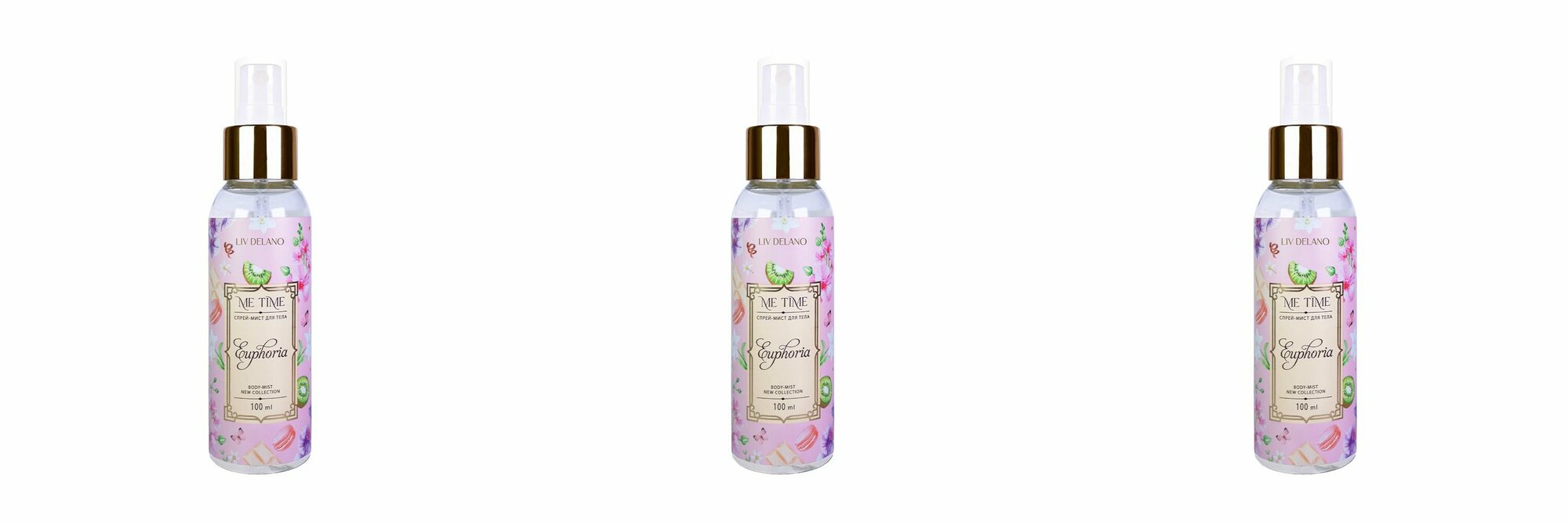Liv Delano, Спрей-мист парфюмированный Me Time, Euphoria, 100мл, 3 уп.