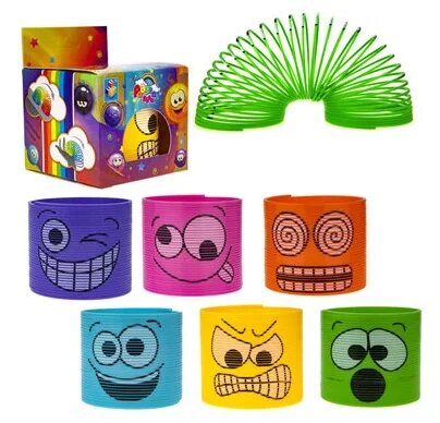 Т22586 1TOY пружинка Радуга-Дуга эмоции 7,5*7,5см, 6 видов в асс, в кор с окошком