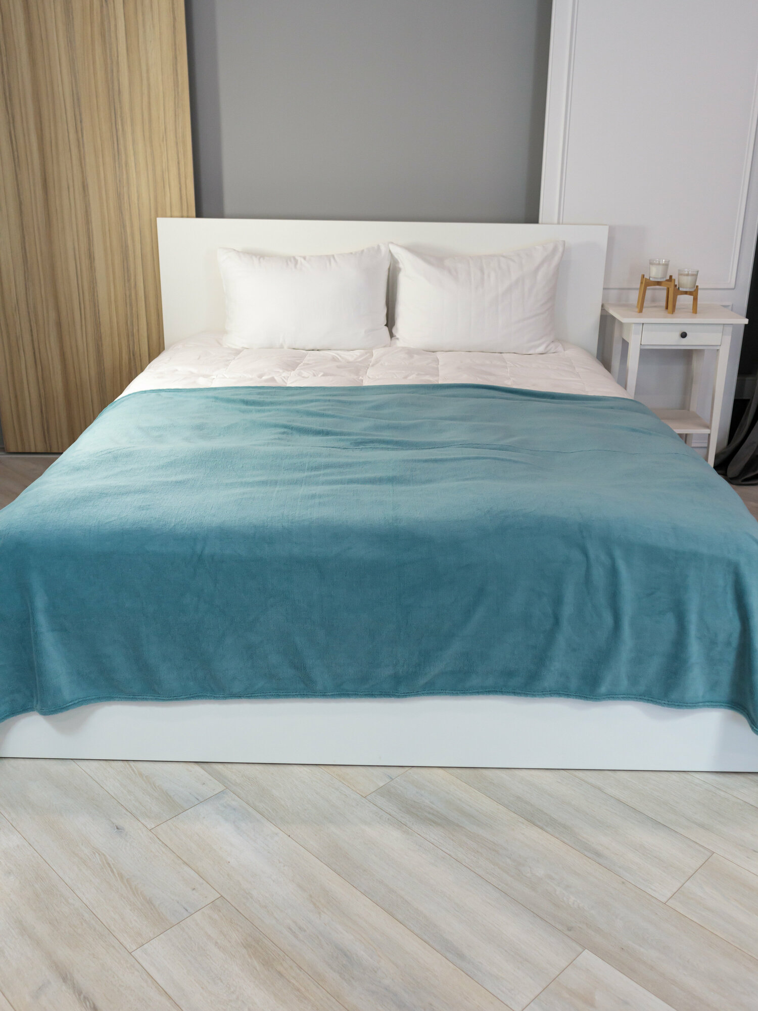 Покрывало 150х250 фланель Траттвива, светло-голубой, 100% пэ