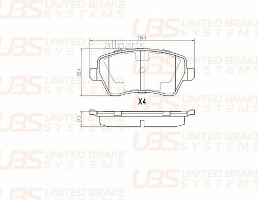 UBS B1105007 Тормозные колодки LADA VESTA / LARGUS без ABS/NISS ALMERA IV 12-/TERRANO III 14-(-ESP)/RNLT DUSTER/S