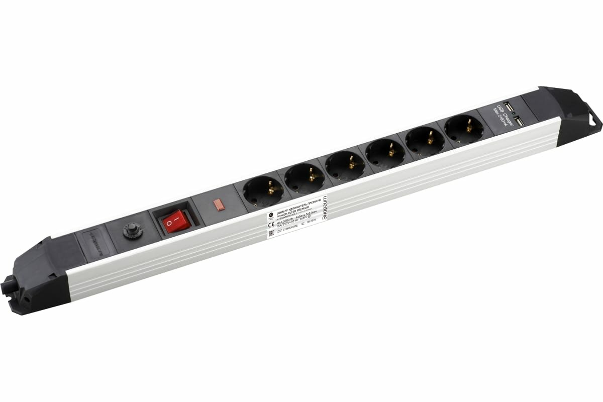 Энаргит удлинитель сетевой фильтр 3x2,5 мм 3 м с защитой от перегрузок AL-G06MKGDU-325-3