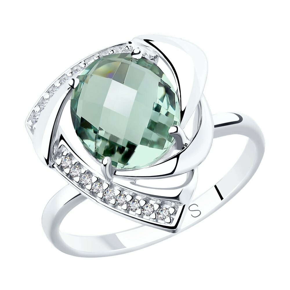 Кольцо, серебро, 925 проба, кварц, фианит