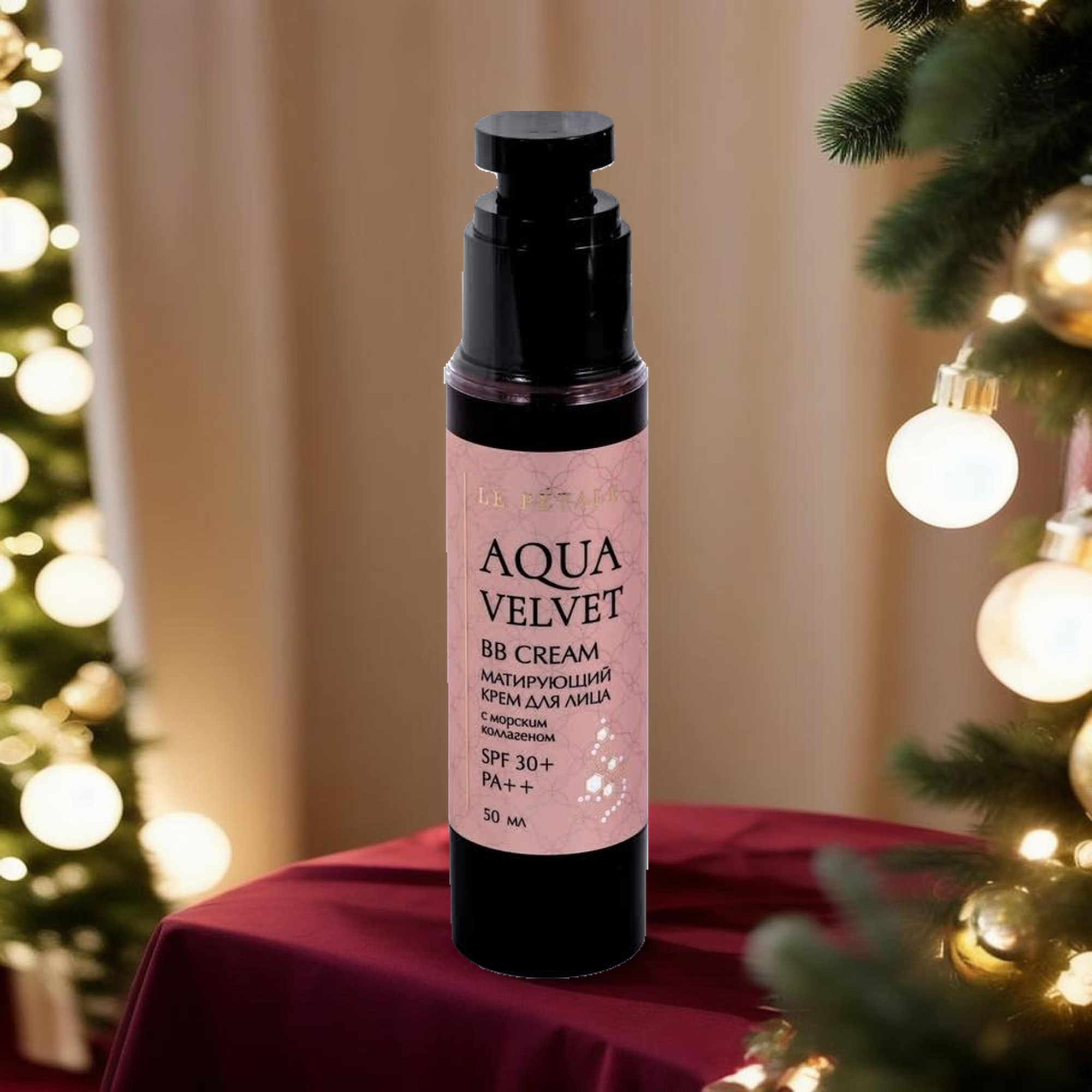 AQUA VELVET ВВ CREAM Матирующий крем для лица Le Pétale с морским коллагеном (SPF 30+) PA++ Натурально-бежевый