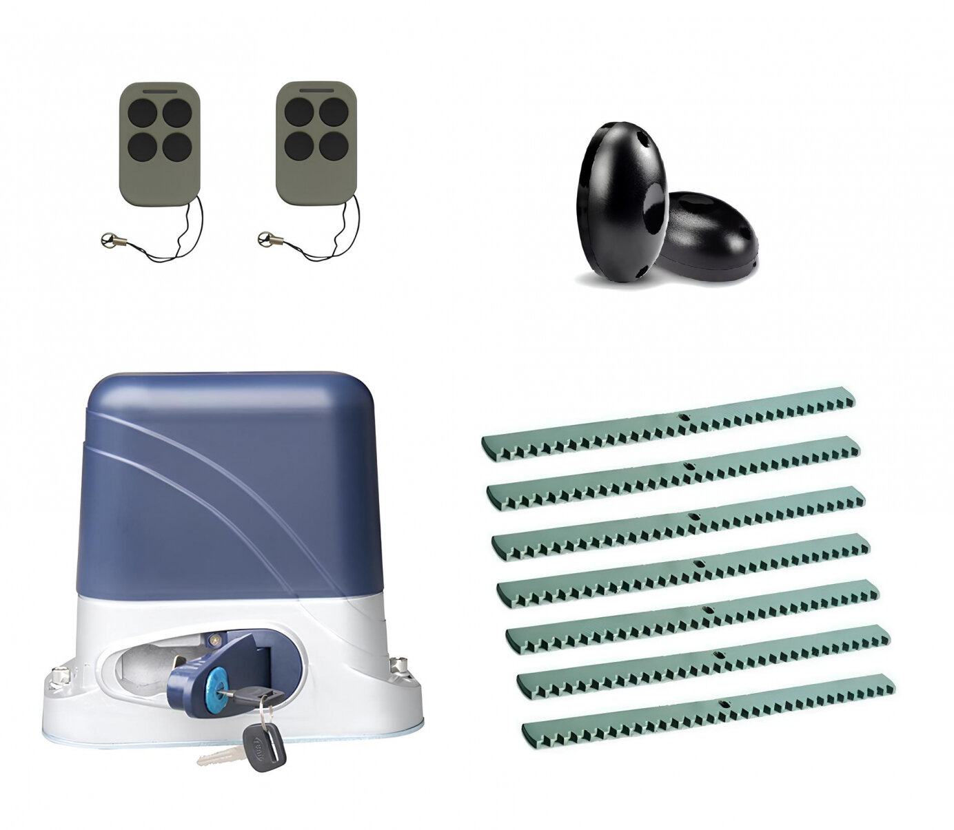 Автоматика для откатных ворот KSL-1300 KIT-FK7, комплект: привод, 2 пульта, фотоэлементы, 7 реек