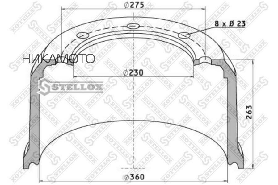 STELLOX 8500008SX торм. барабан !360x200/220 H=263 d=230/275 n8x23 \BPW