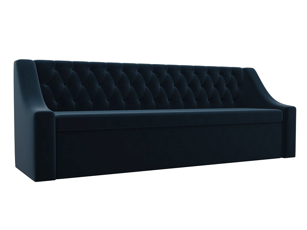 Прямой диван Мерлин Синий Велюр, дельфин, 203х65х87 см