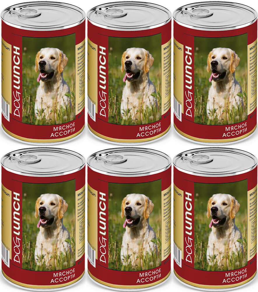 Dog Lunch Lunch консервы для собак Мясное ассорти 410г, 6 шт.