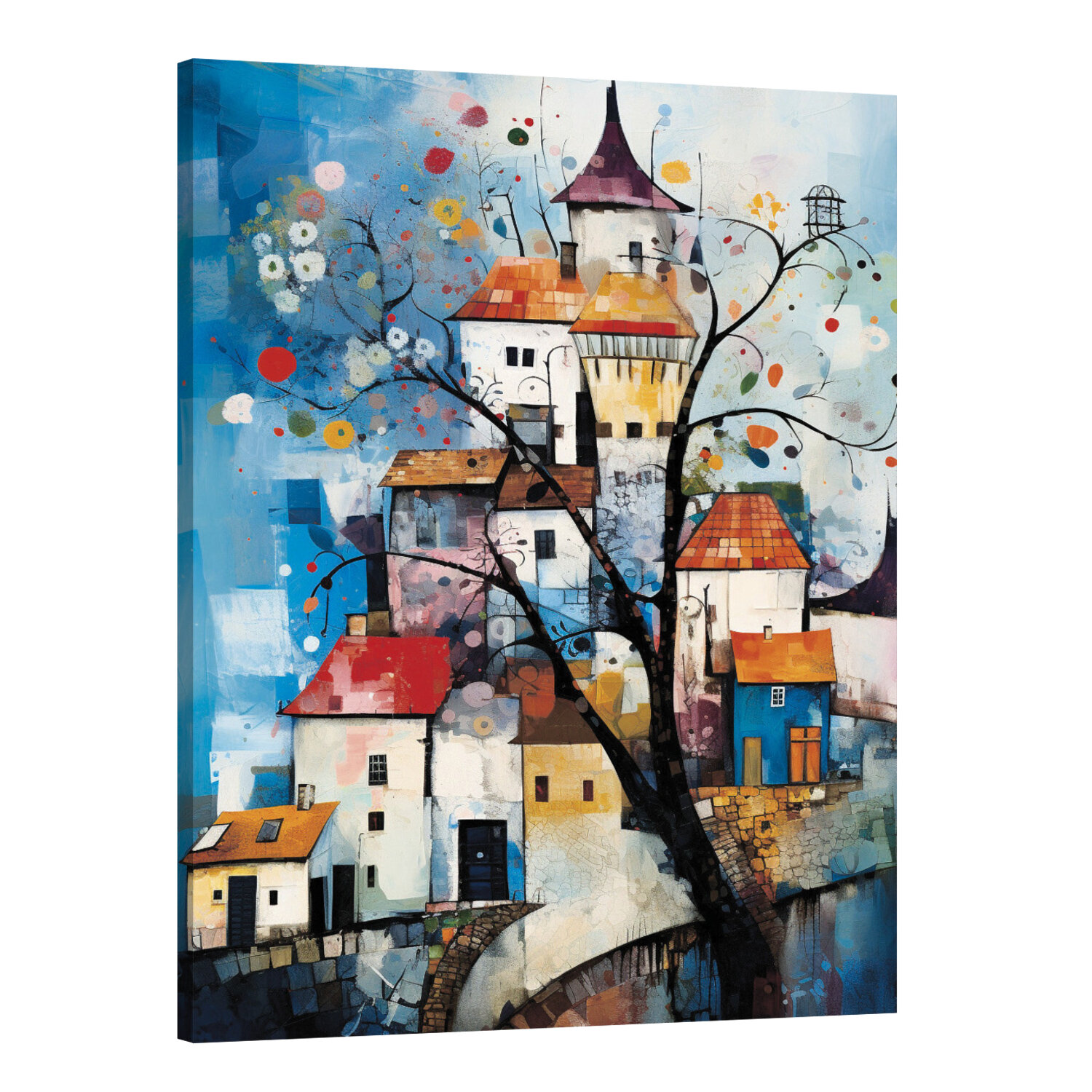 Интерьерная картина 50х70 "Деревня в стиле абстракционизма"