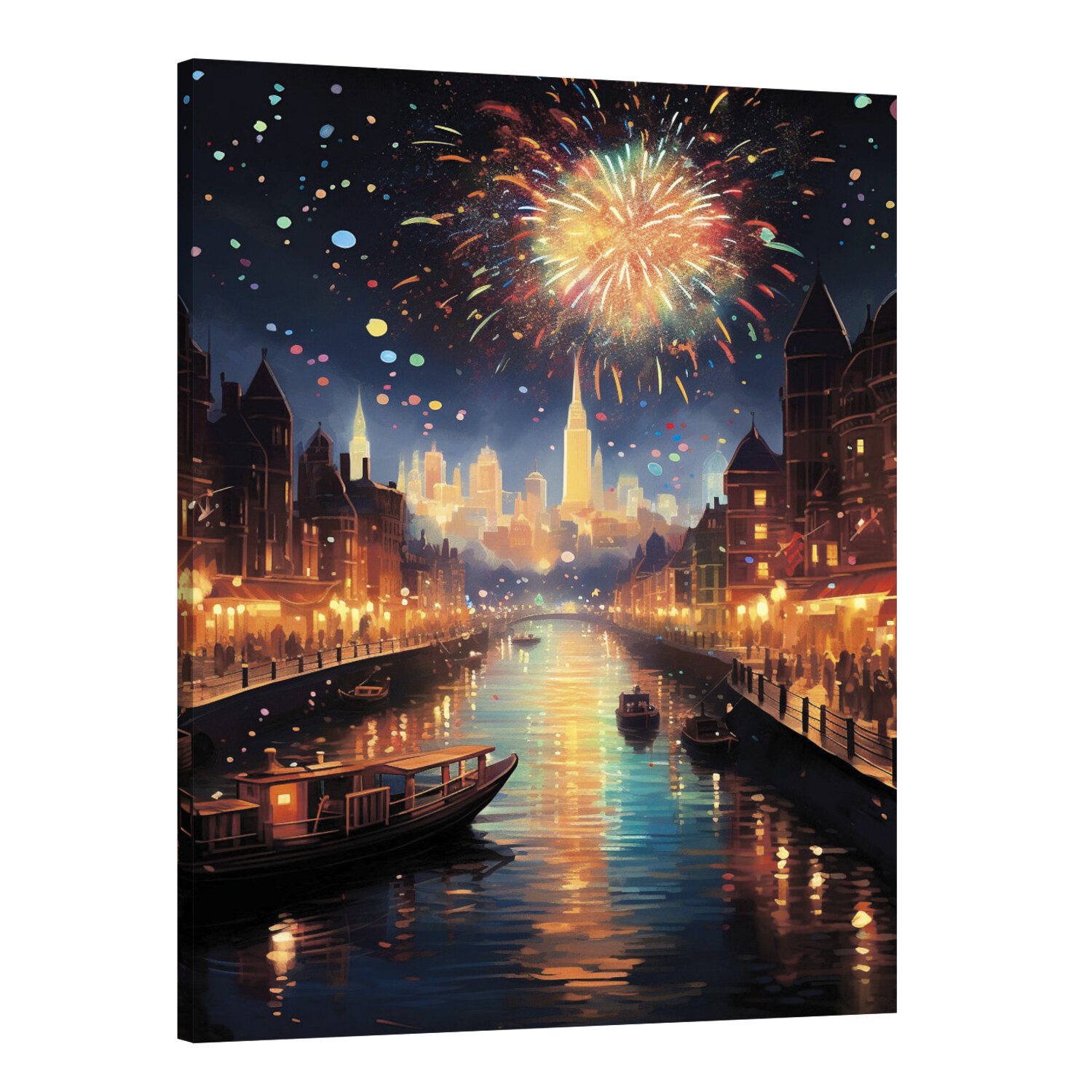 Интерьерная картина 50х70 "Салют над городом"