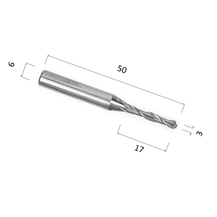 Фреза DJTOL N2QX6317 спиральная двухзаходная сферическая (по дереву, композиту (АКП), пластику)