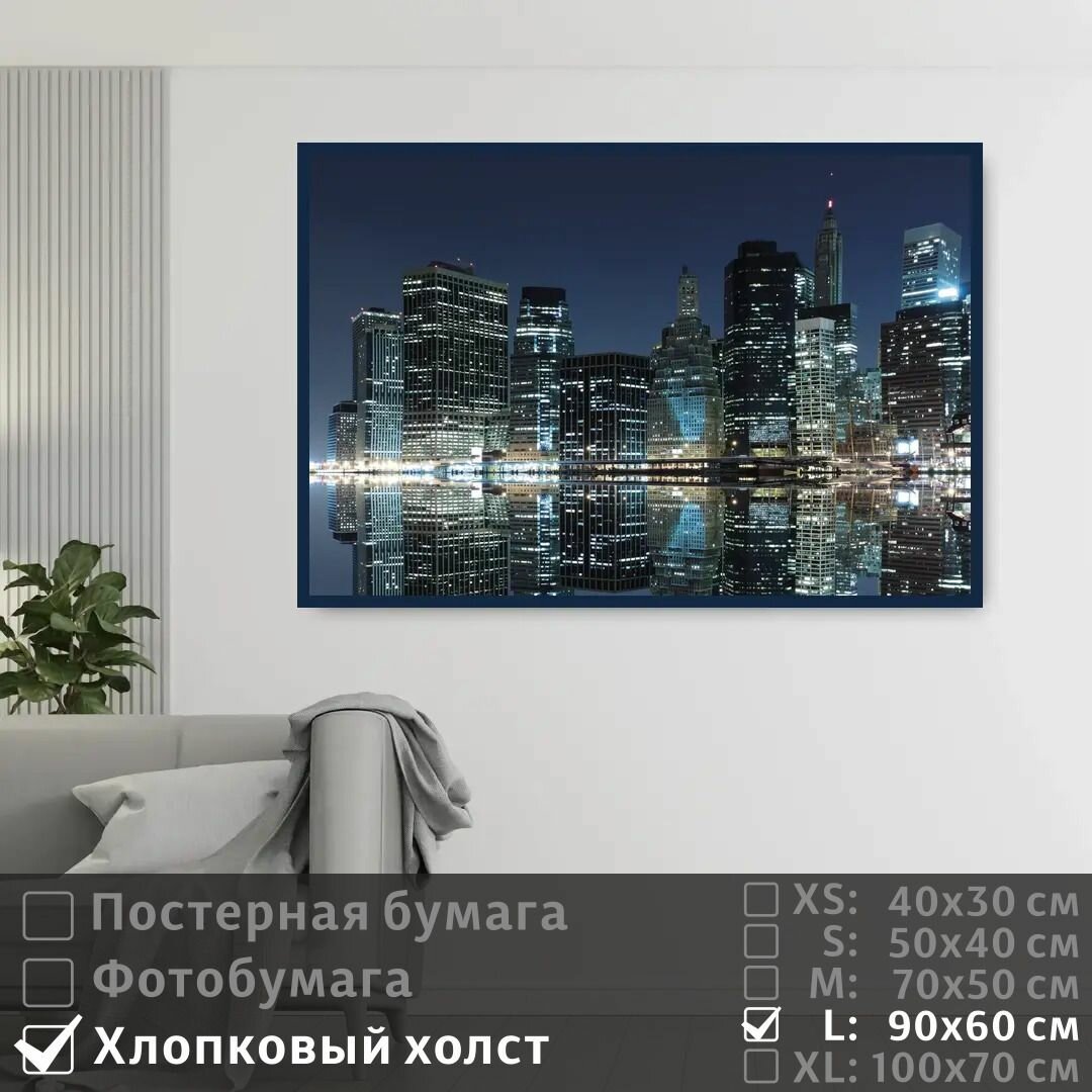 Постер на холсте Небоскребы Манхэттена 90х60 см ПолиЦентр