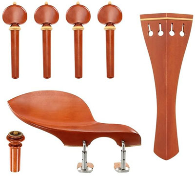 Viola accessory set Acura Meister Preciso AS-ASGHL722 - Preciso grade viola accessory set of boxwood with boxwood trim. Heart pegs, Hill tailpiece, Guarneri chin rest with English mount and inSight end pin.