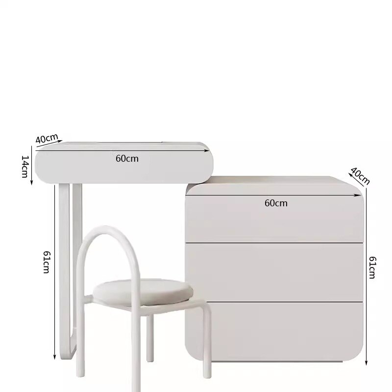 Туалетный столик с тумбой и зеркалом 60 см Solo Bianco (Стол 60см + тумба 60см+ стул)