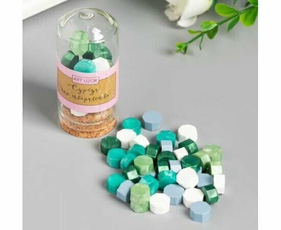 Сургуч в гранулах, 40 шт в колбе, палитра зелёного