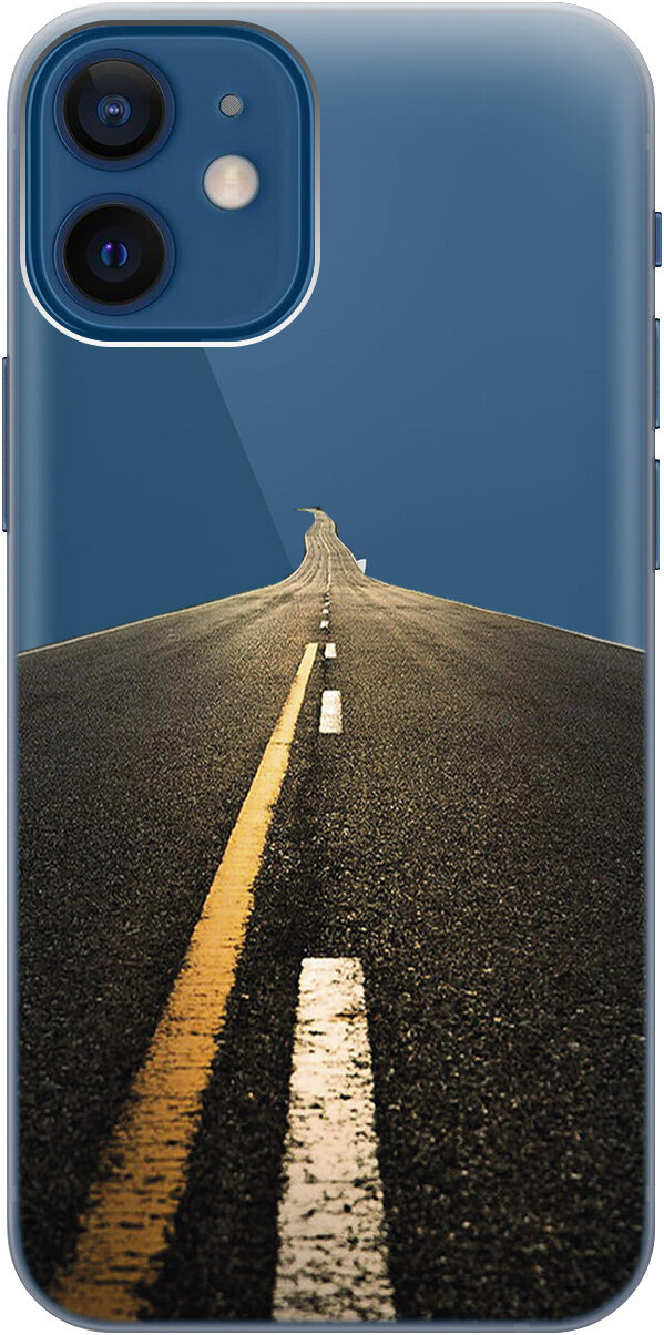 Силиконовый чехол на Apple iPhone 12 Mini / Эпл Айфон 12 мини с рисунком "Road"