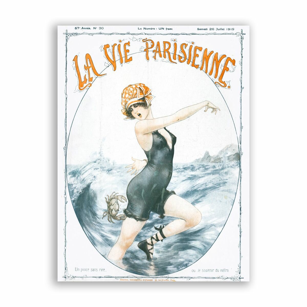 Постер на бумаге в стиле Пин-ап / La Vie Parisienne - Un pince sans rire ou le souvenir du metro / Размер 30 x 40 см