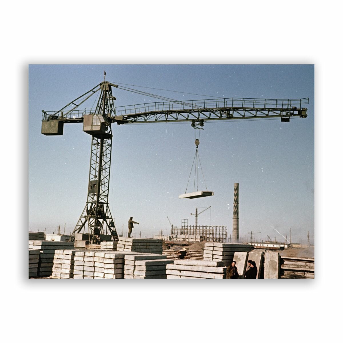 Советский постер, плакат на бумаге / Советское строительство / Размер 30 x 40 см