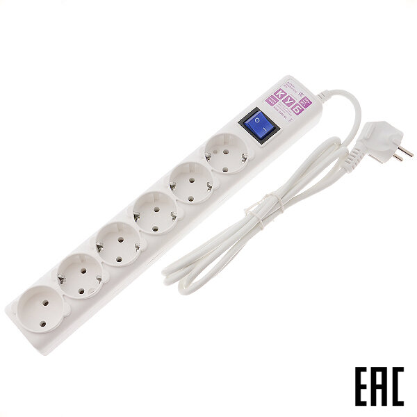 Сетевой фильтр Power Cube SPG(5+1)-16B-1.9M 5 роз. евро +1 роз. 1,9м белый 16А 180Дж (2 шт. в наборе)