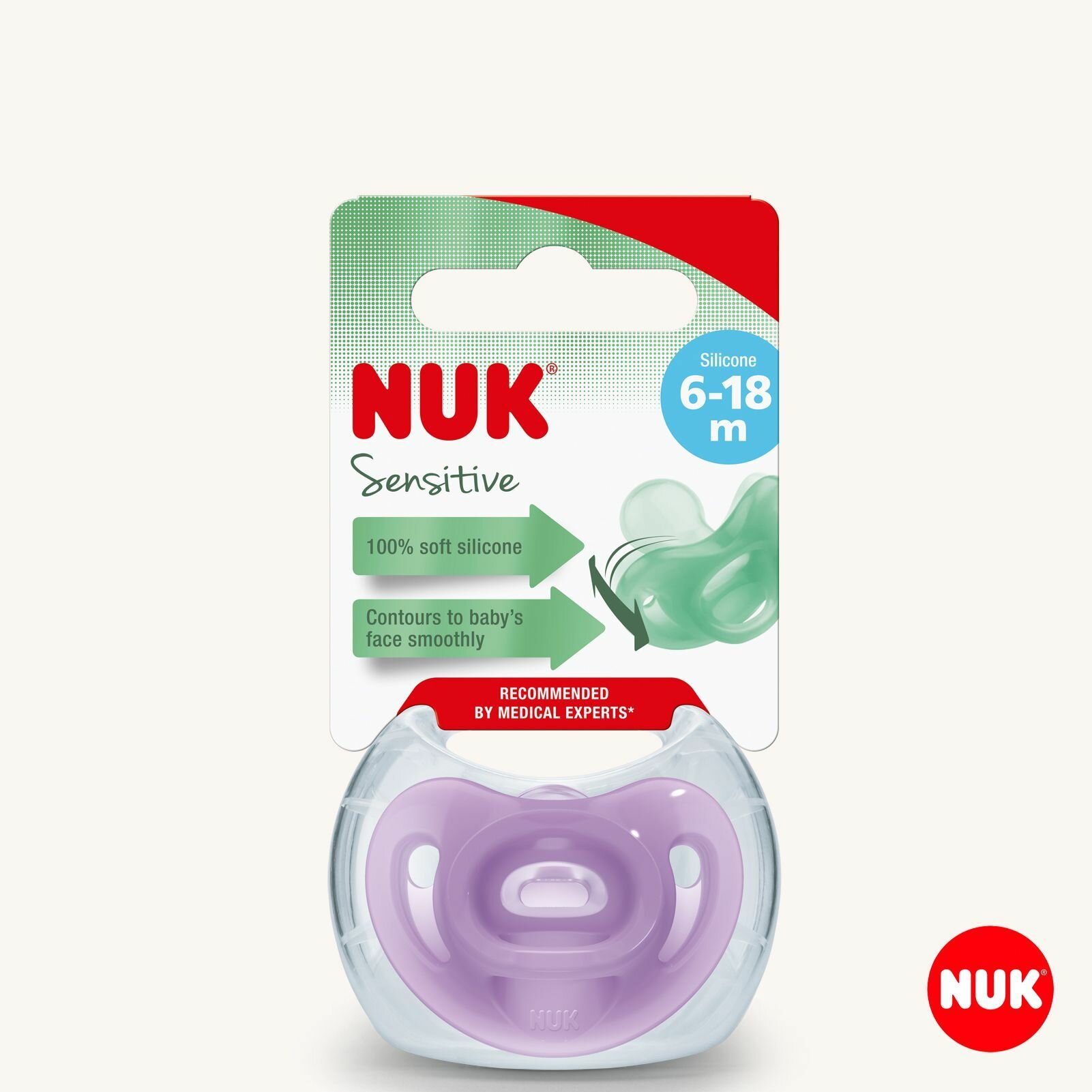NUK SENSITIVE ортодонтическая соска пустышка из силикона для детей 6-18 месяцев, 1 шт.
