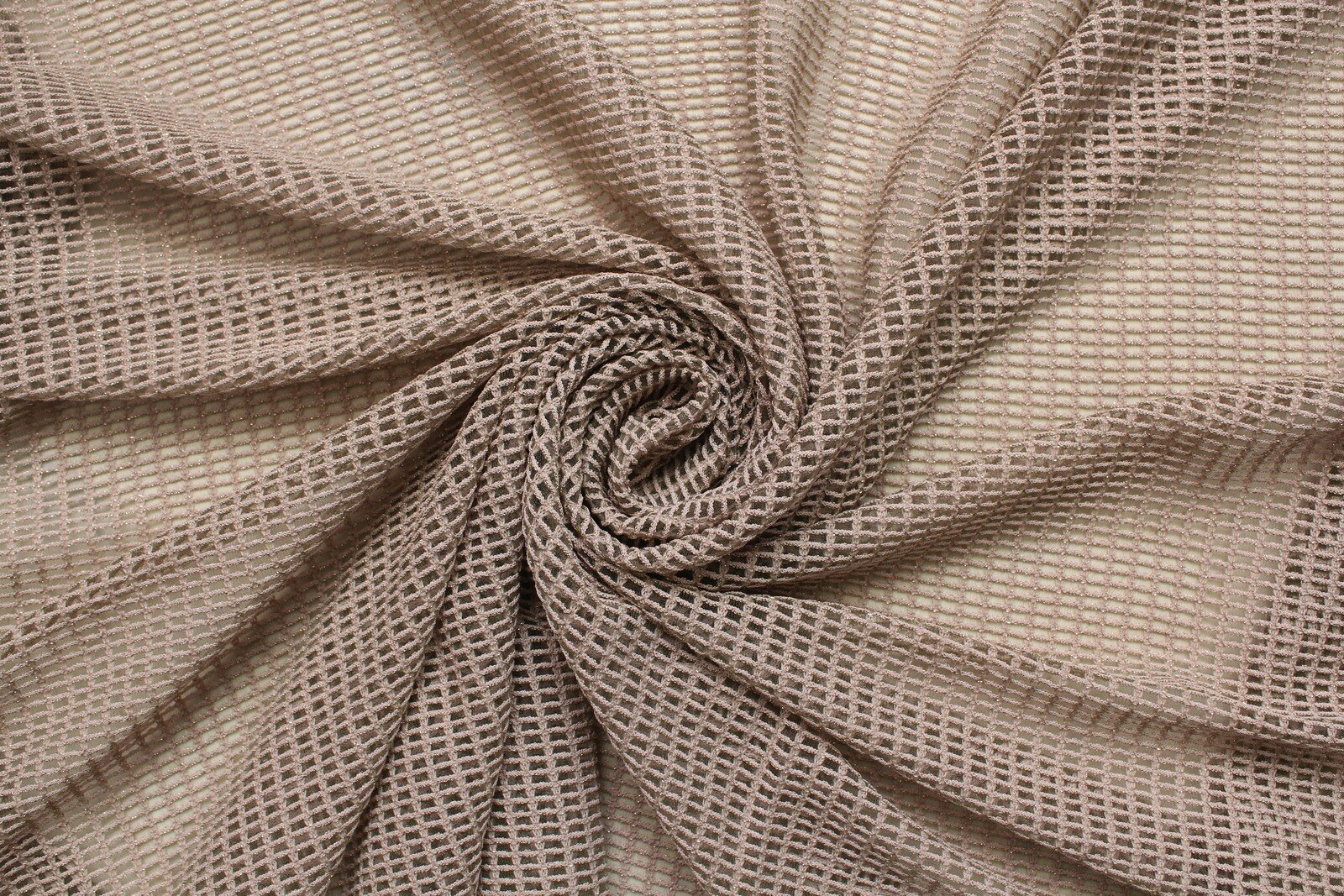 Ткань Трикотаж-ажур бежево-фисташковый с золотым люрексом, ш168см, 0,5 м