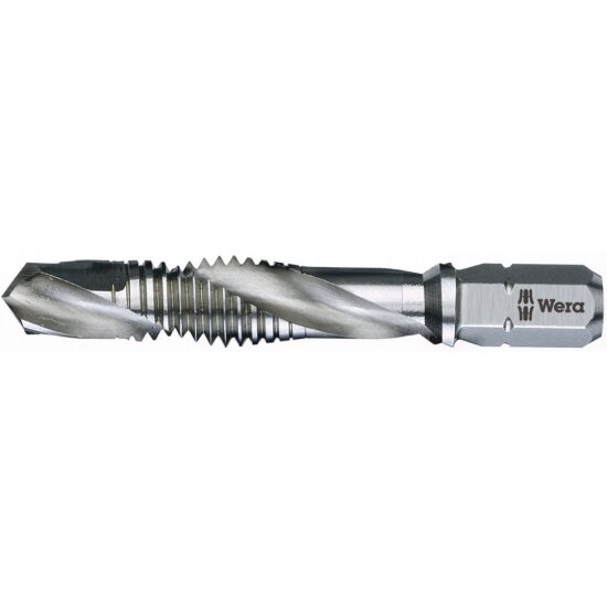 Насадка-метчик комбинированный Wera WE-104643, HSS, M 6, хвостовик шестигранный 1/4" C 6.3, 5 x 44 мм