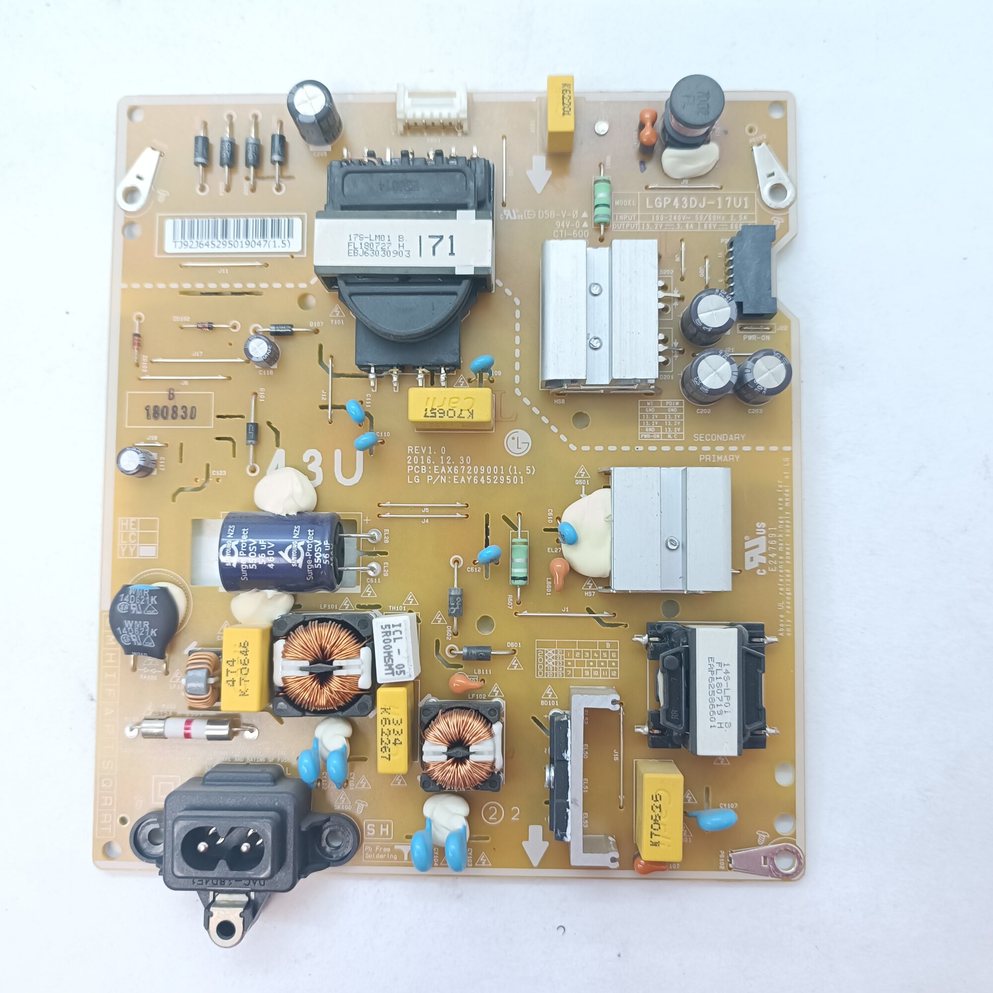 PowerBoard (LGP43DJ-17U1) для телевизора LG 43UK6200PLA Б/У с разбора