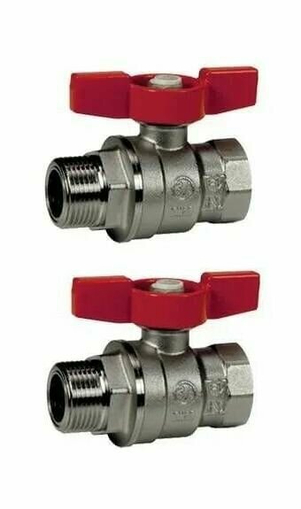 Кран шаровый Giacomini Ду20 3/4 R854X024 внутренняя/наружная резьба, полнопроходной, ручка бабочка 2 штуки