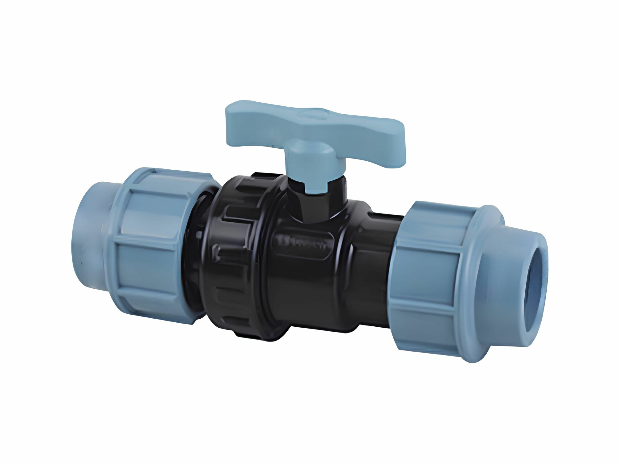 Кран шаровый Д32х32мм ПЭ ПНД тпк-аква разъемный компрессионный (цанга-цанга)