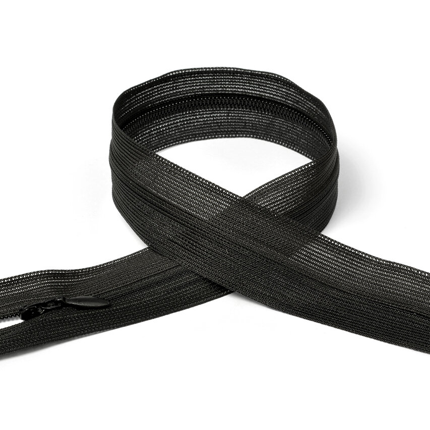 Молния пластиковая потайная 80см н/р цв. черный упак.10 шт