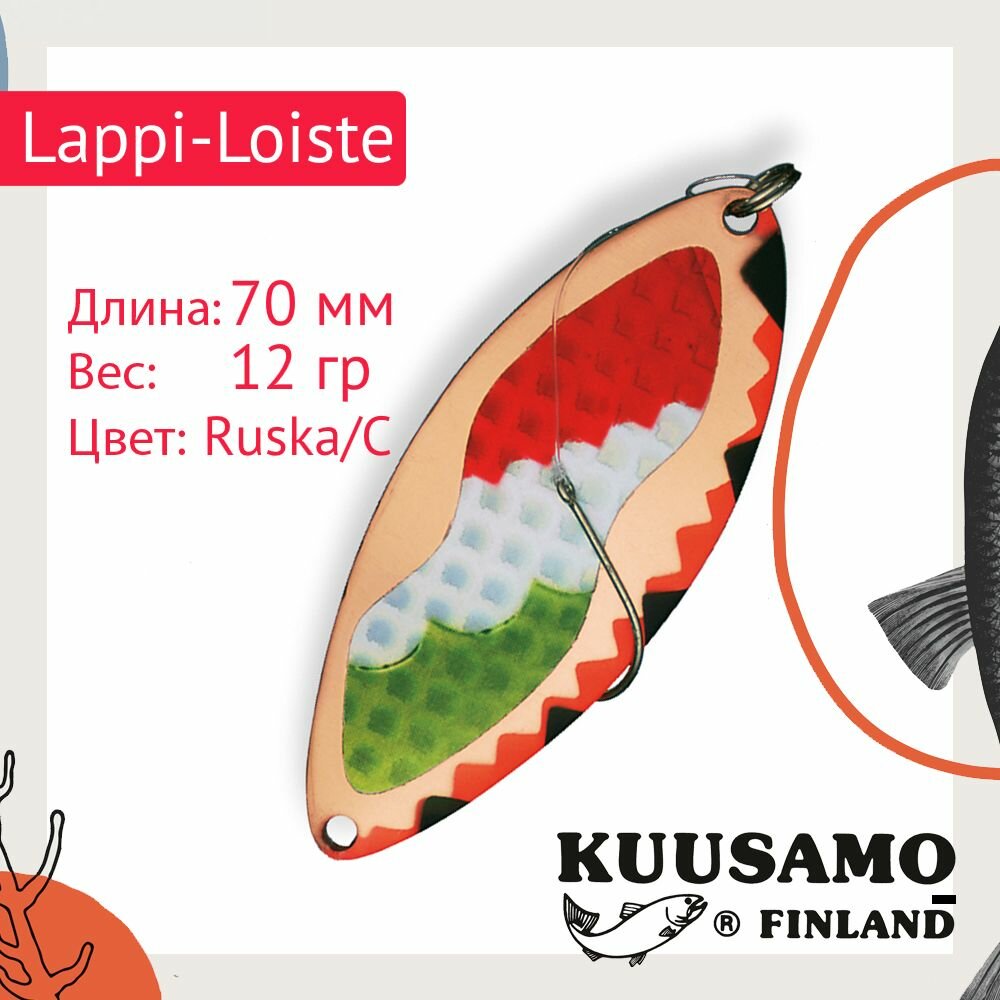 Блесна для рыбалки вертикальная зимняя Kuusamo Lappi-Loiste 70 Ruska/С