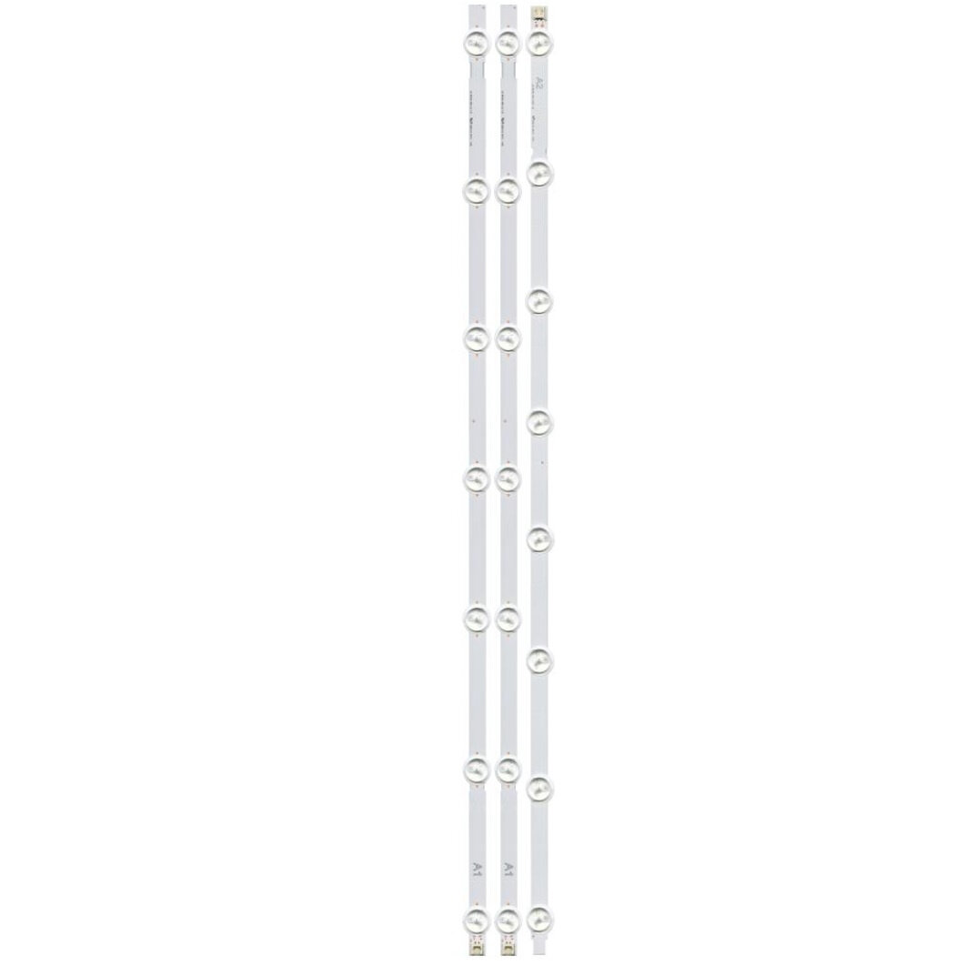 Комплект светодиодной подсветки 32"ROW2.1 (1 планка A2 8 линз и 2 планки A1 7 линз по 630 мм на алюминиевом основании с термоскотчем)