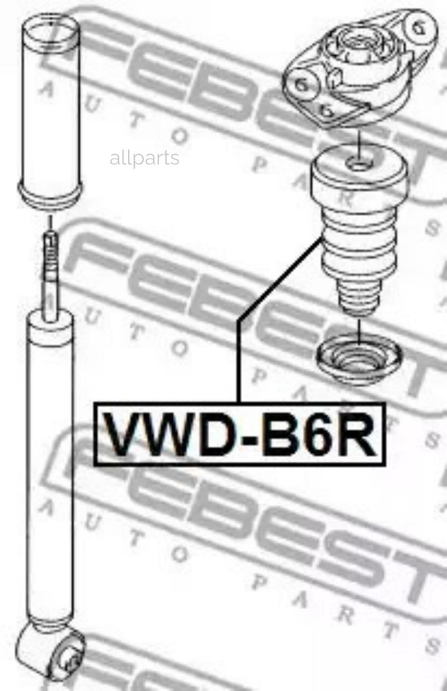 FEBEST VWD-B6R Отбойник заднего амортизатора SKODA OCTAVIA II 2004-2012 FEBEST VWD-B6R