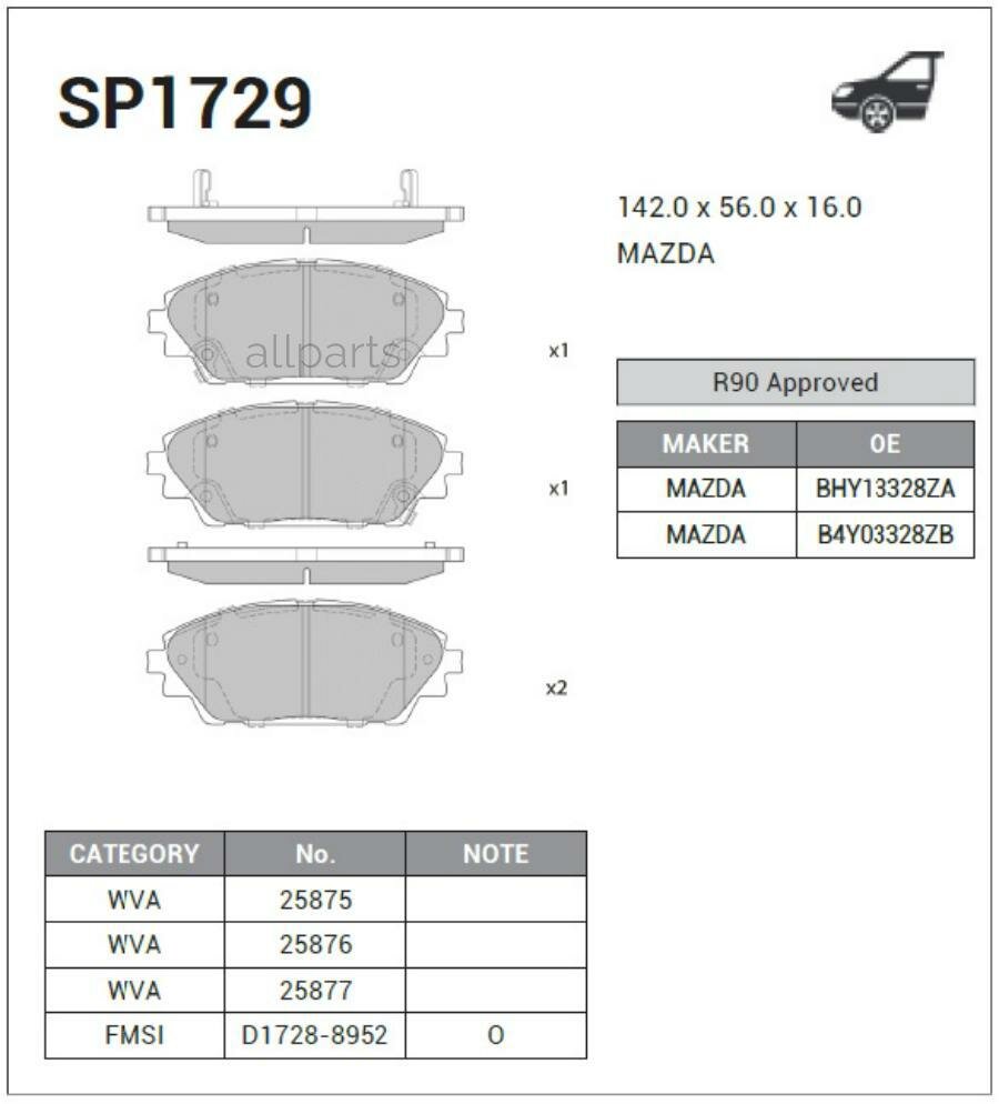 SANGSIN BRAKE SP1729 Колодки тормозные передние SANGSIN BRAKE SP1729