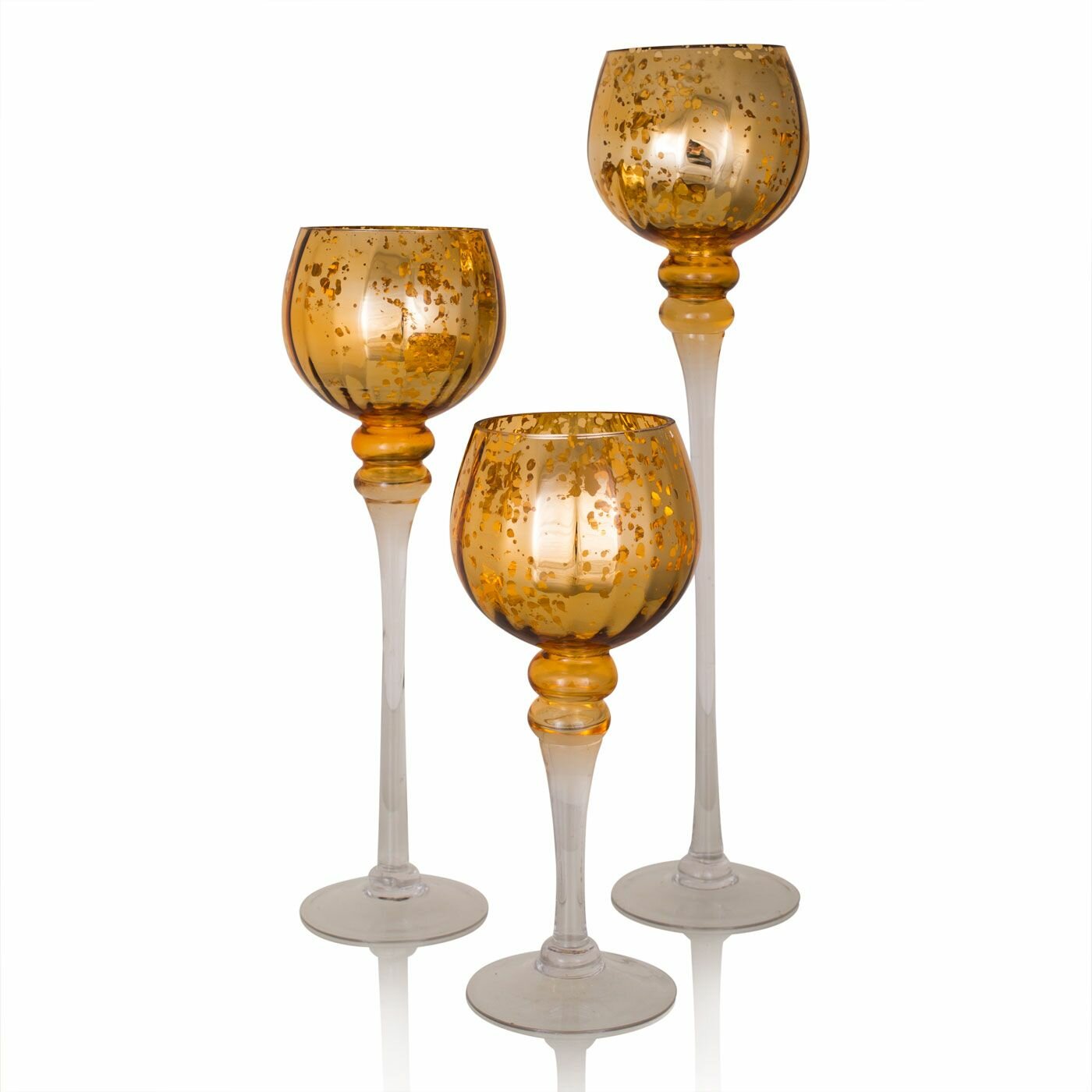 Набор из трех подсвечников Lumiere, золотой