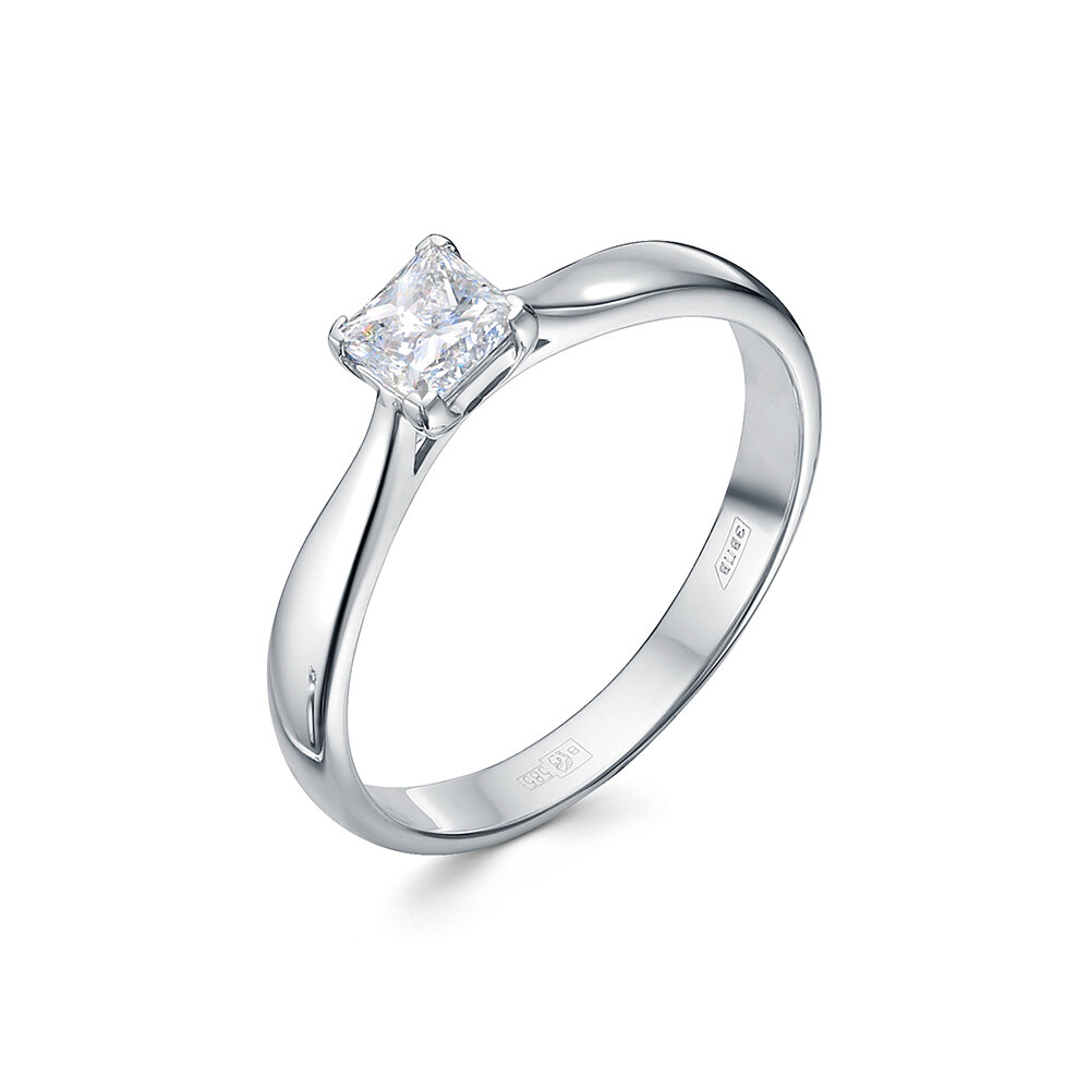 Кольцо помолвочное, белое золото, 585 проба, родирование, бриллиант