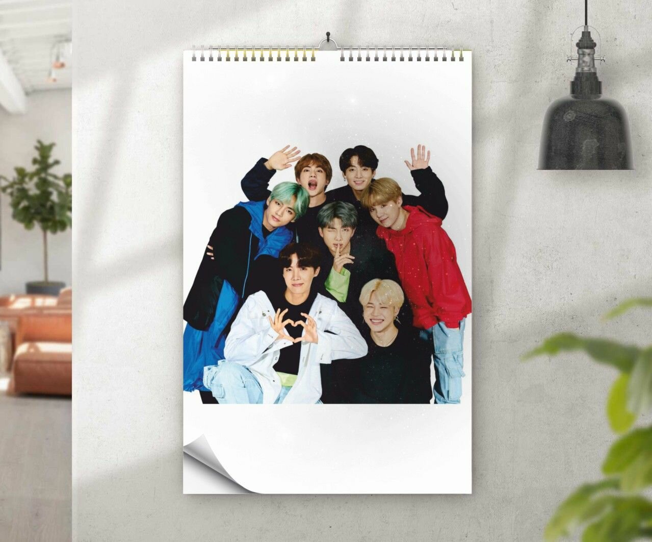 Календарь GOODbrelok настенный перекидной принт А4 БТС, BTS - 2024-01