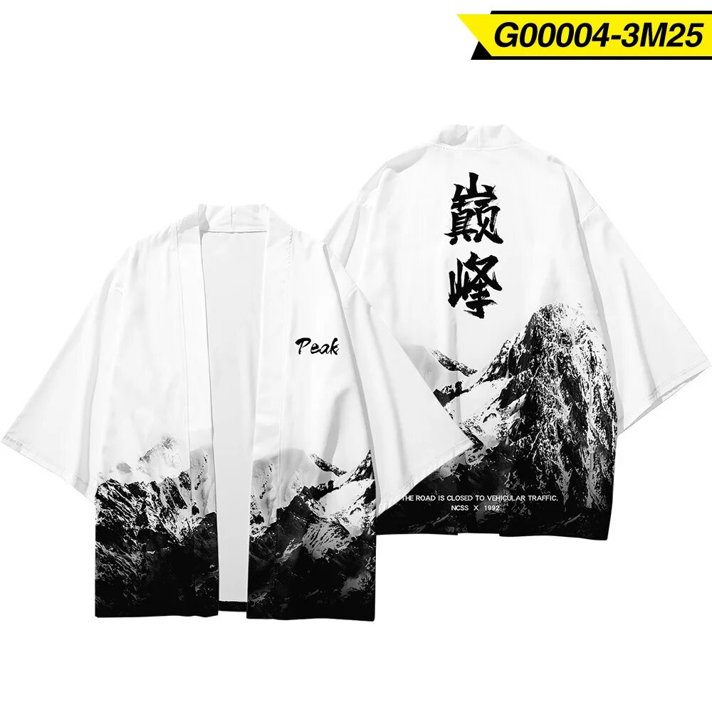 Мужское кимоно и брюки, черный, полиэстер Белый, XL, kimono 5