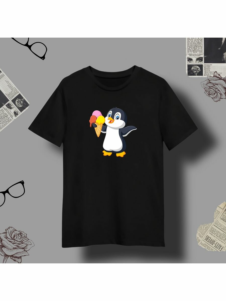 Футболка пингвин с мороженым