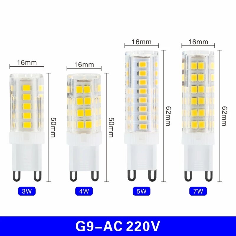 Светодиодная лампа 3 Вт, 4 Вт, 5 Вт, 7 Вт, 10 шт./лот, мини-светодиодная лампа 220 В, светодиодная лампа-кукуруза, SMD2835, Замена 30 Вт, 40 Вт, 60 Вт, галогенная люстра