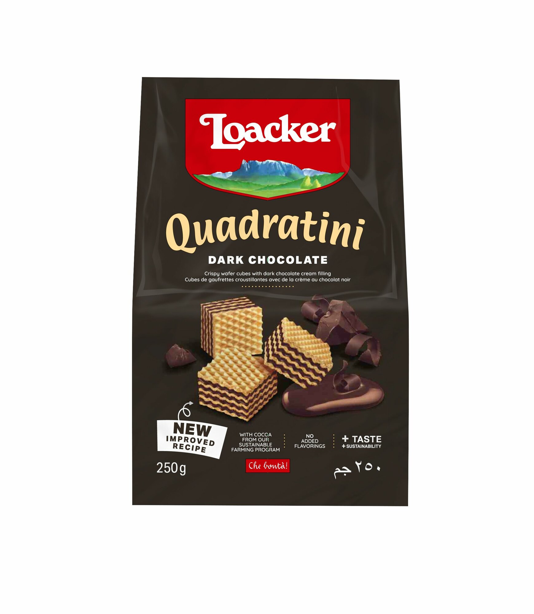 Вафли Loacker Квадратини Темный шоколад 250 г