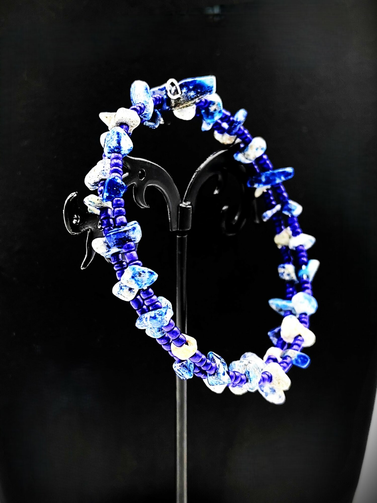 Браслет, лазурит, бисер