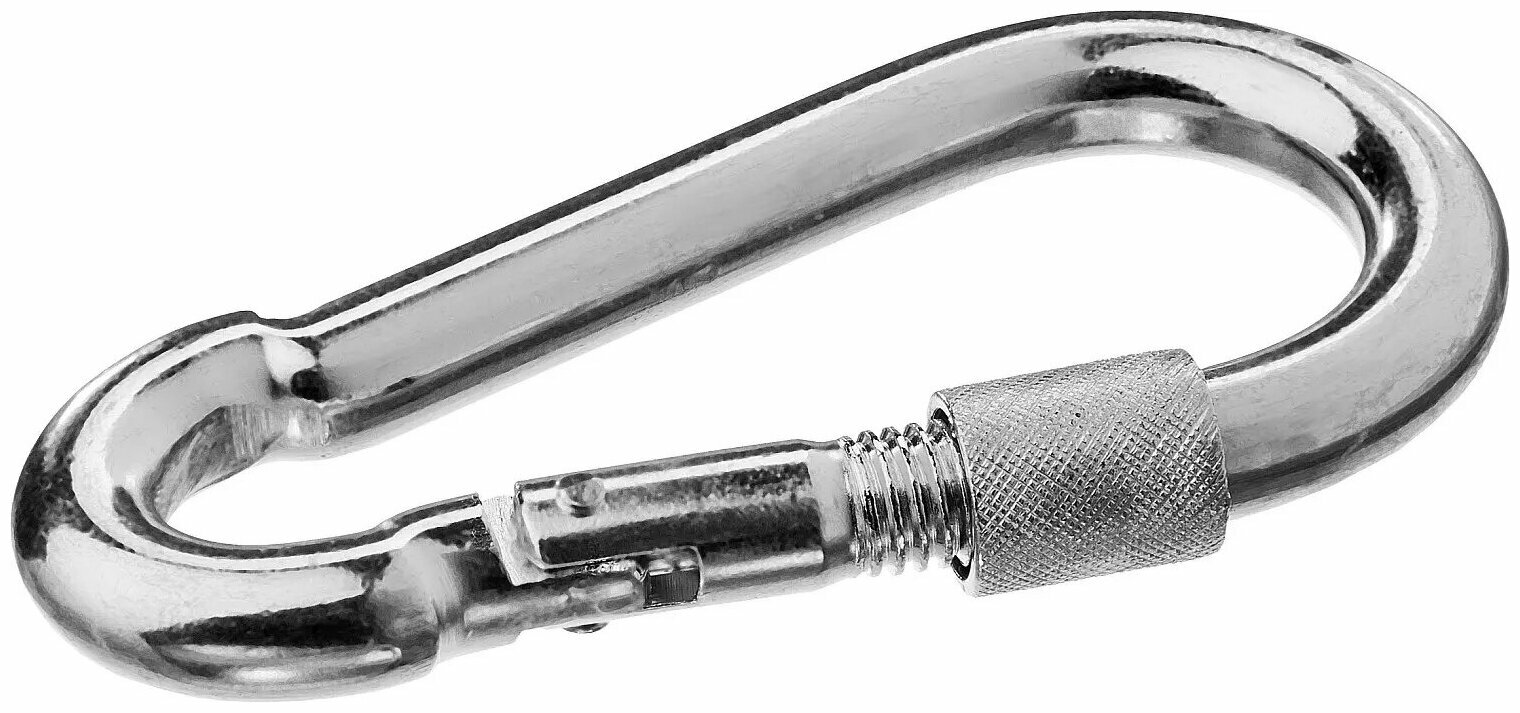 Карабин с предохранительной гайкой DIN 5299D, 10мм, 15 шт, оцинкованный, ЗУБР